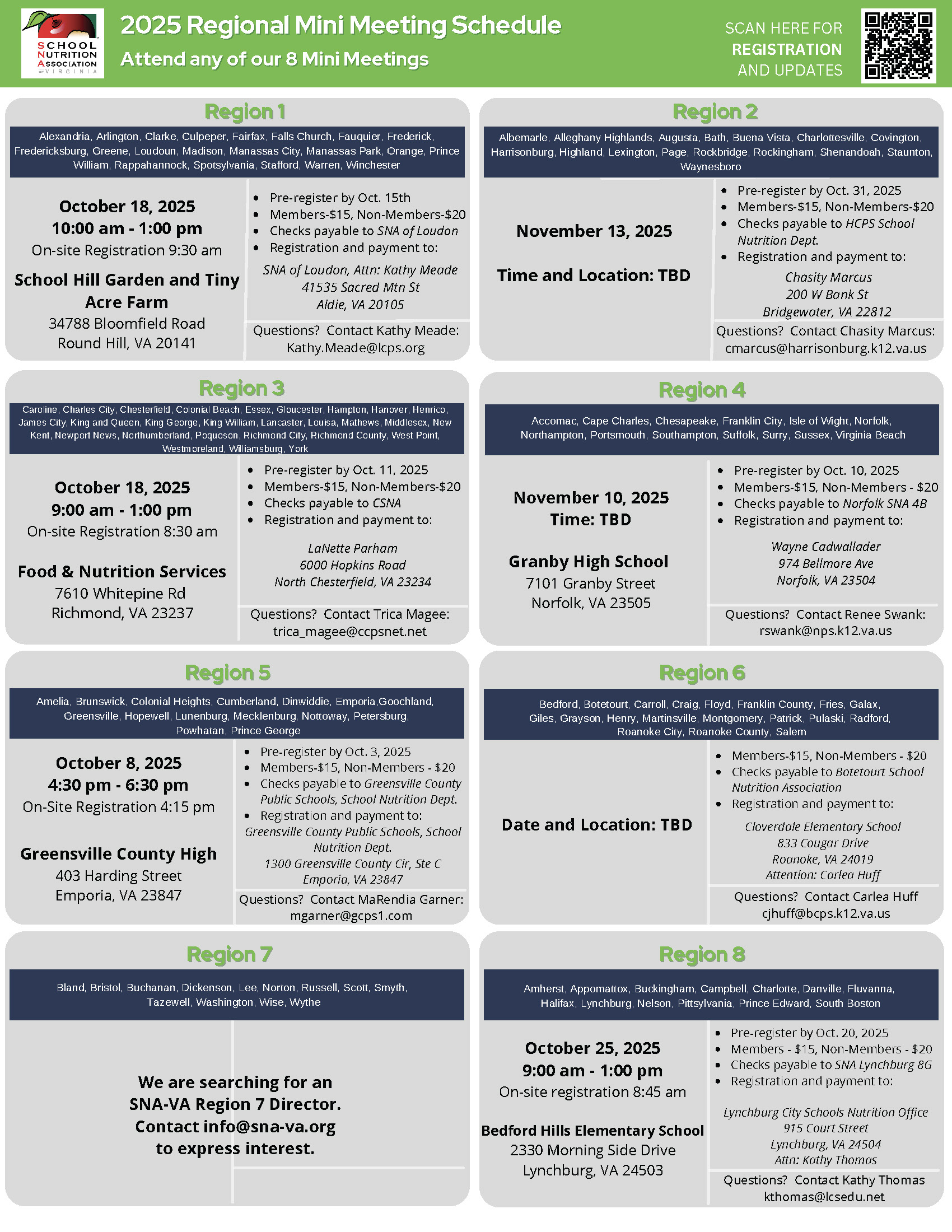 Attend Mini Meetings Across Virginia | School Nutrition Association of ...