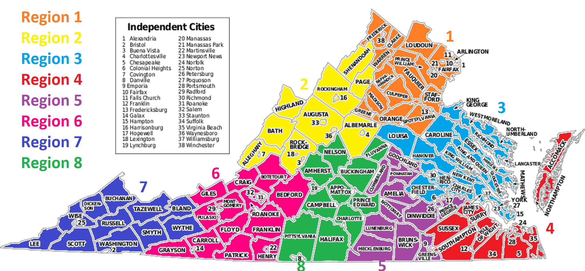 SNA-VA Regions | School Nutrition Association of Virginia